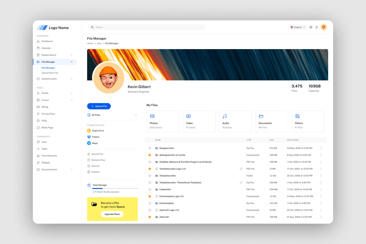 File Manager Dashboard UI Kit | Deeezy