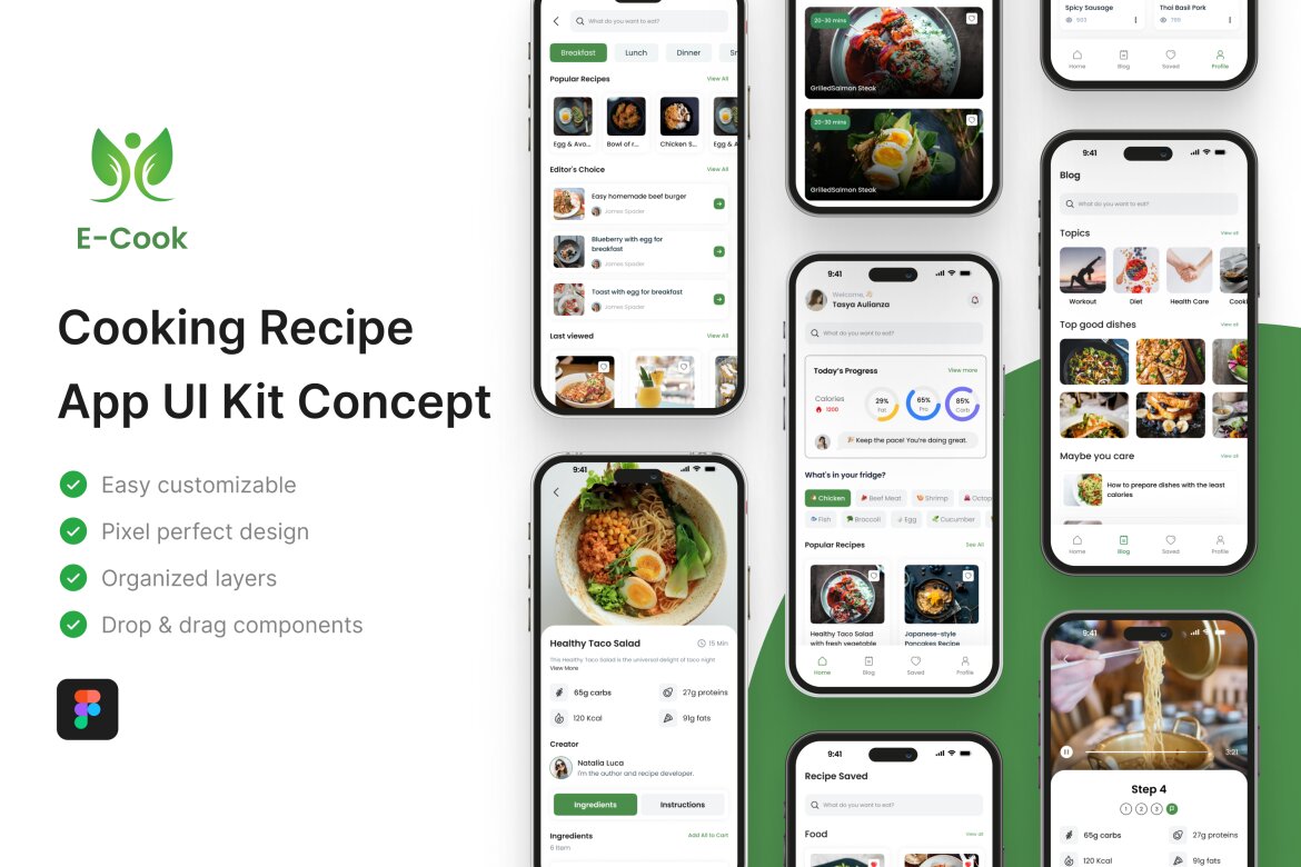 E-Cook - Cooking Recipe App UI Kit | Deeezy