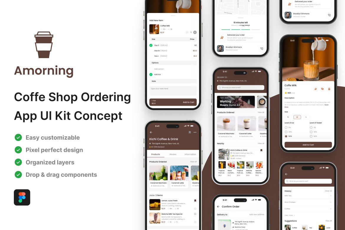 Amorning - Coffee Shop Ordering App UI Kit | Deeezy