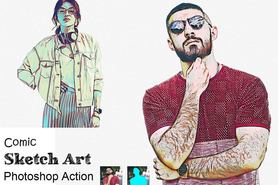 Comic Sketch Art Photoshop Action | Deeezy