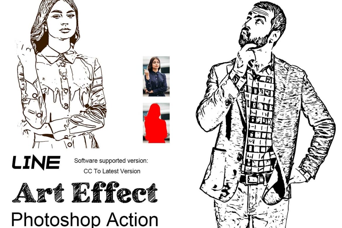 Line Art Effect FREE Photoshop Action | Deeezy