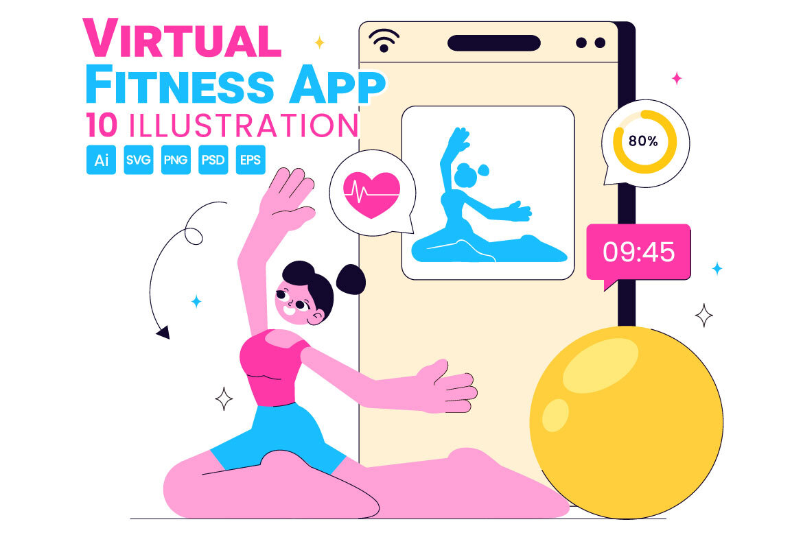 10 Virtual Fitness App Promotion Illustration | Deeezy