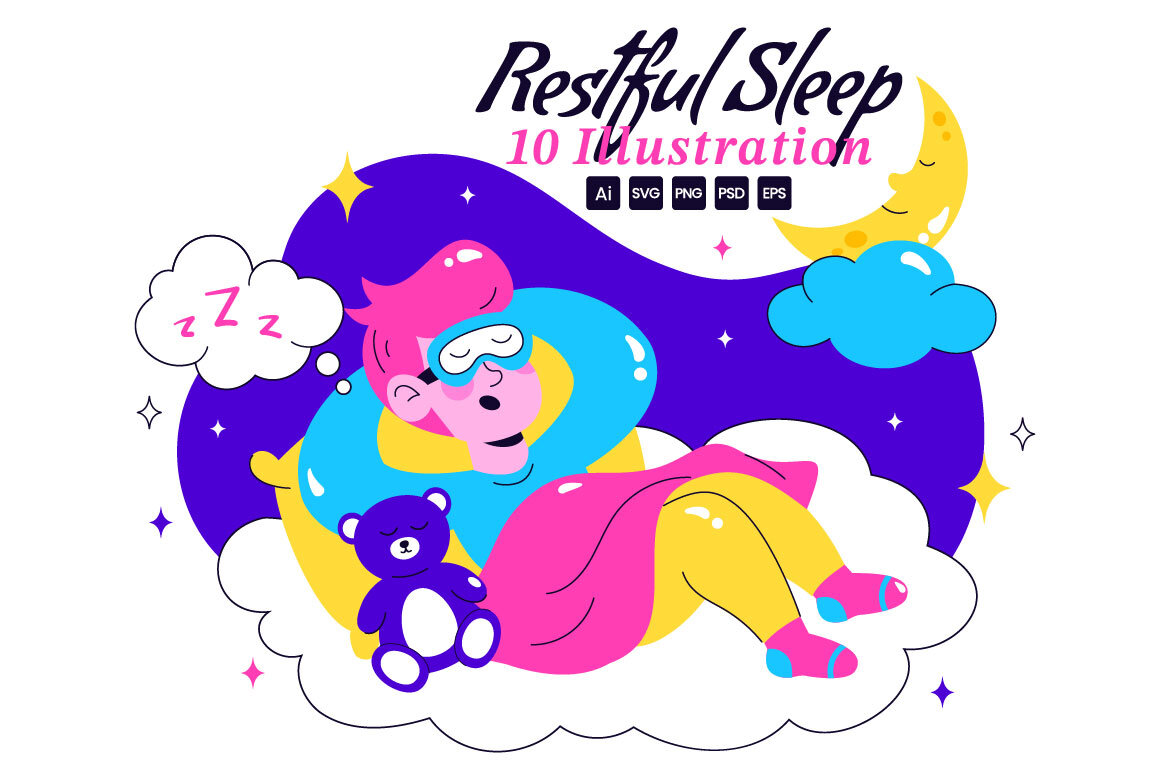 10 Restful Sleep Vector Illustration | Deeezy