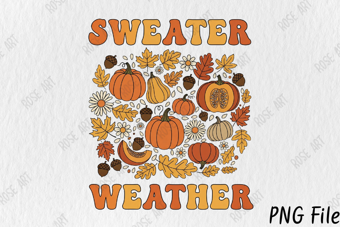 Sweater Weather PNG, Fall Pumpkin | Deeezy