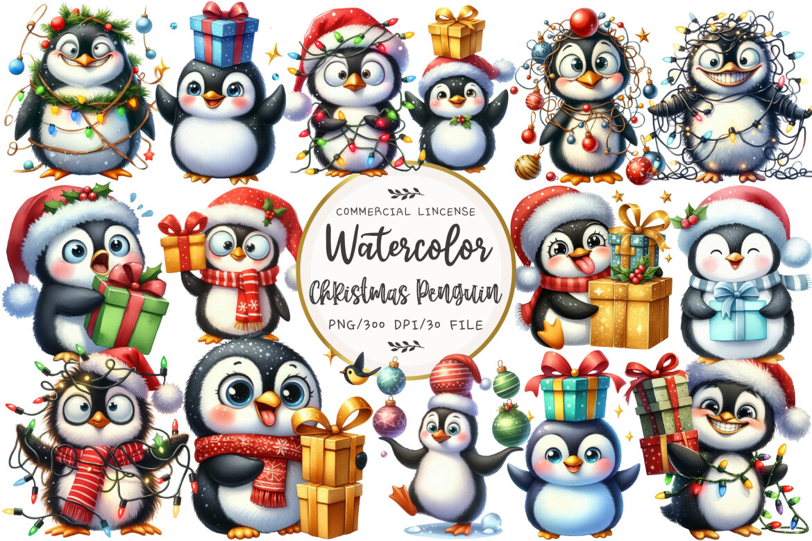 Christmas Penguin Clipart | Deeezy