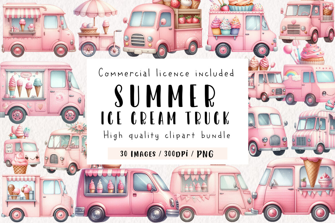 Summer Ice Cream Truck Clipart | Deeezy