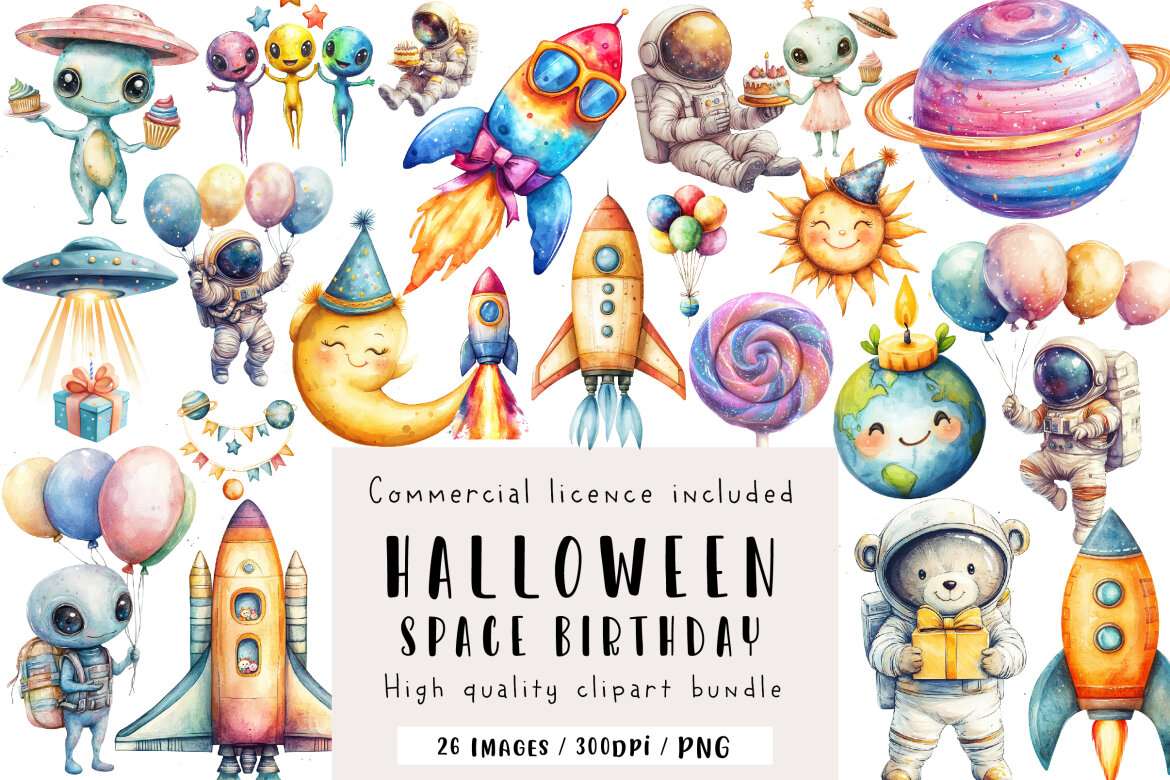 Cute Space Clipart, Space Birthday Party | Deeezy