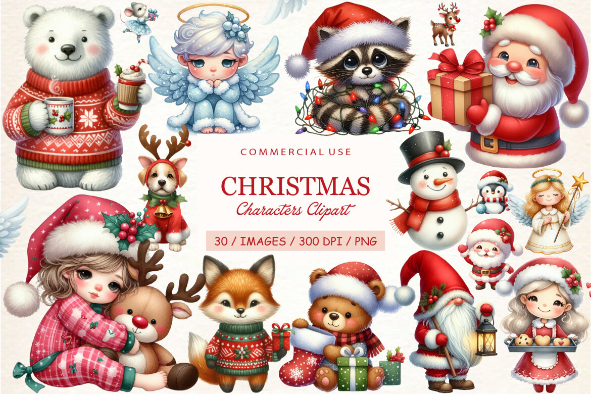 Christmas Characters Clipart | Deeezy