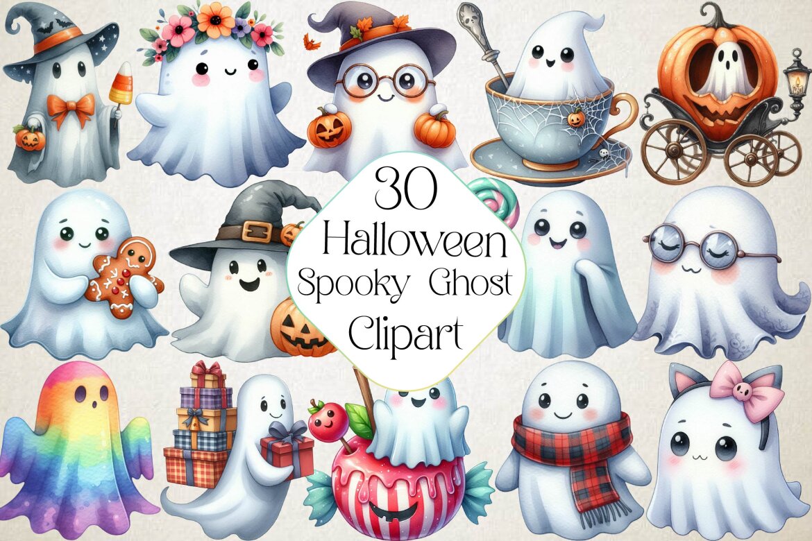 Halloween Clipart Cute Spooky Ghost Png | Deeezy