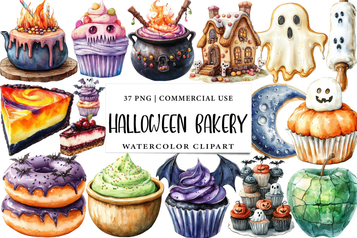 Halloween Spooky Bakery Clipart | Deeezy