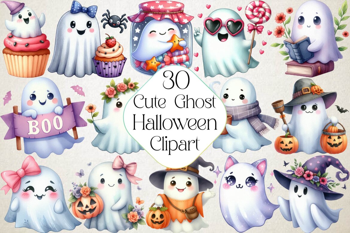Cute Halloween Ghost Clipart | Deeezy