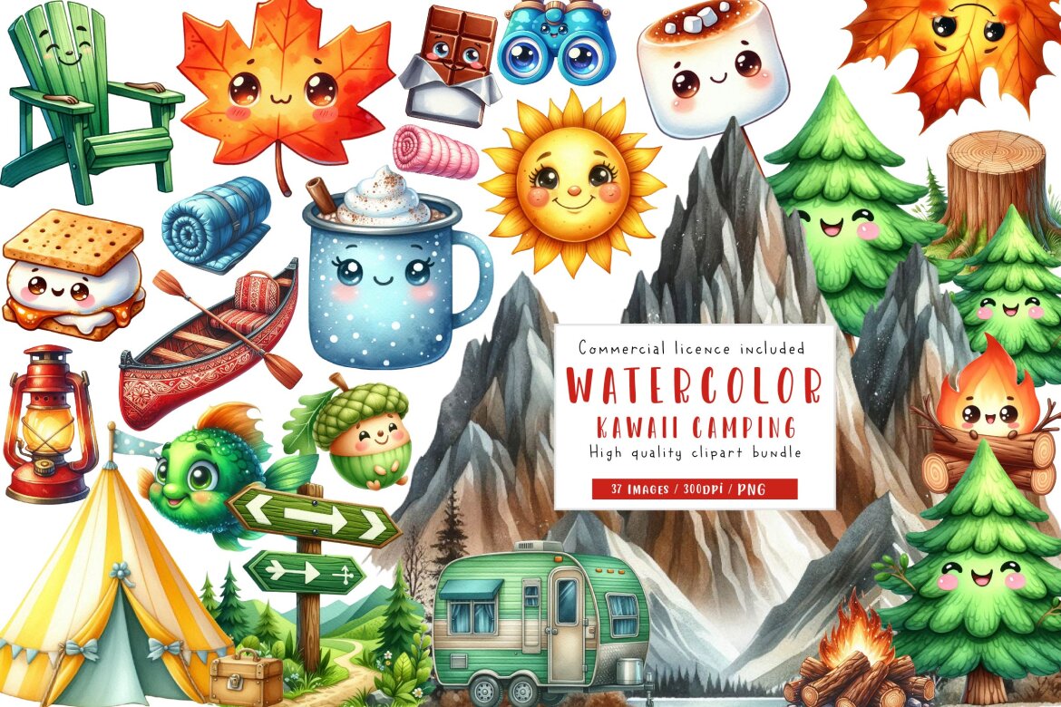 Kawaii Camping Clipart | Deeezy