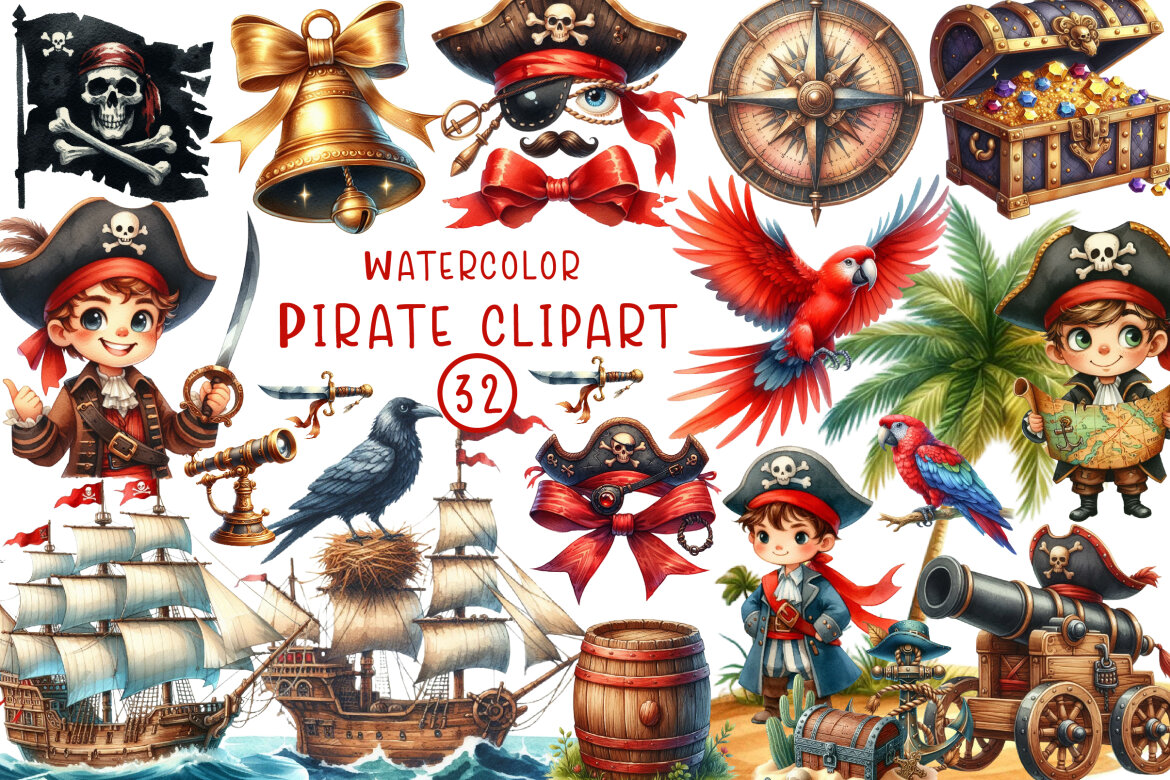 Pirate clipart - Watercolor | Deeezy