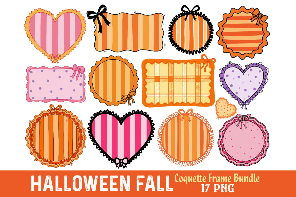 Halloween Fall Coquette Frame Bundle Png | Deeezy