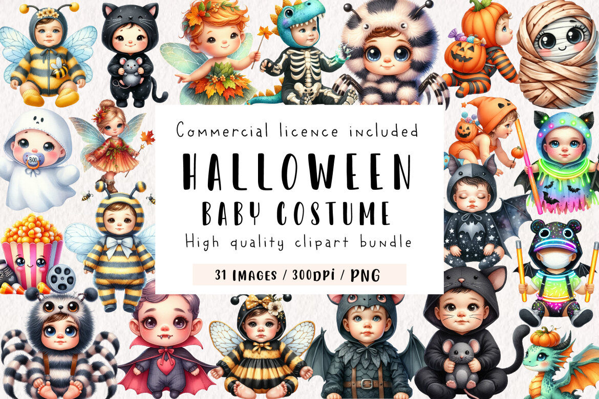 Halloween Baby Costume Clipart | Deeezy