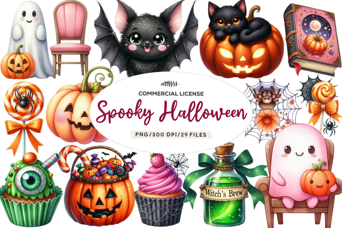 Kawaii Spooky Halloween Clipart | Deeezy