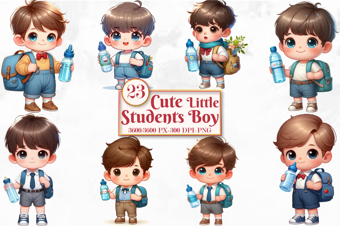 Little Students Boy Sublimation Clipart Bundle | Deeezy
