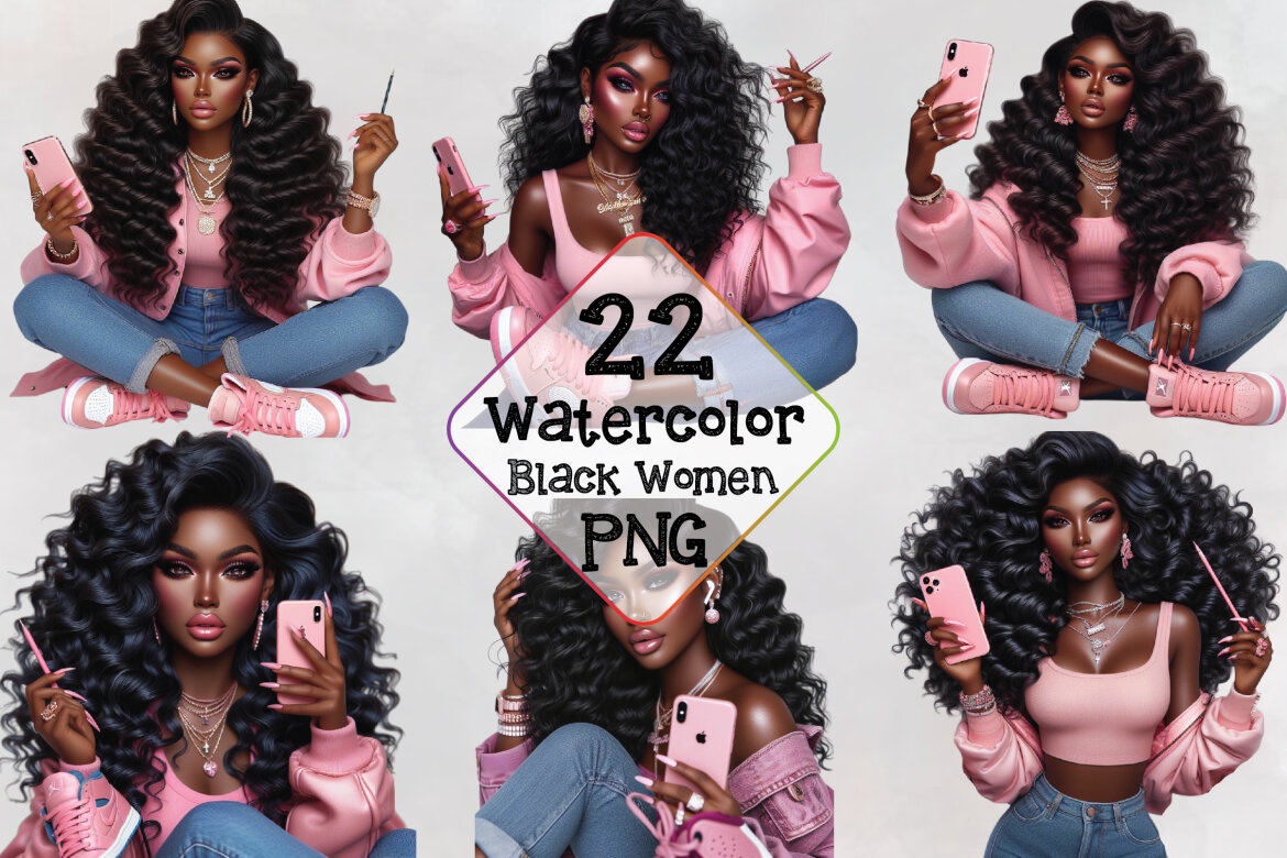 Watercolor Black Women Clip Art Bundle | Deeezy