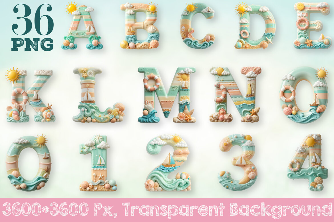 Summer Alphabet Clipart Bundle | Deeezy