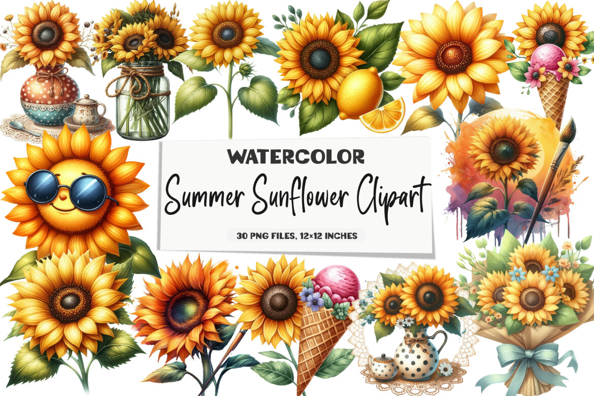 Summer Sunflower Clipart | Deeezy