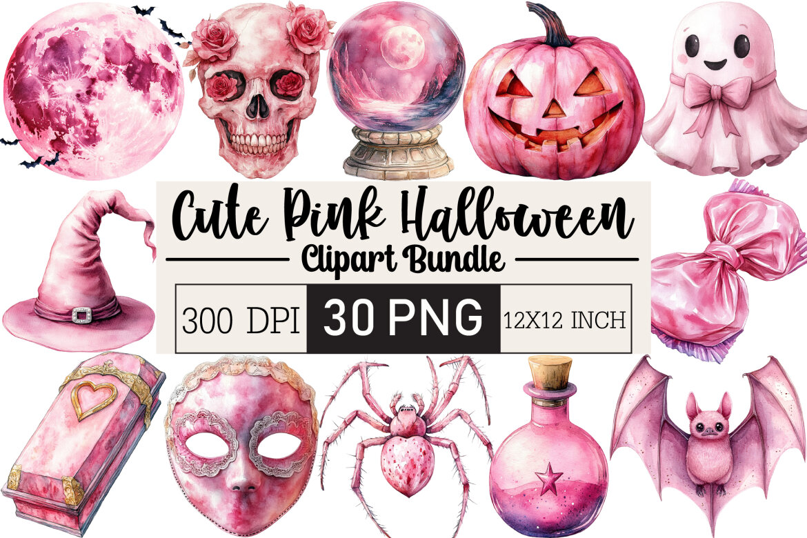 Pink Halloween Clipart Cute Halloween | Deeezy