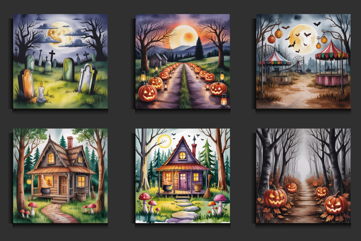 50 Watercolor Halloween Background | Deeezy
