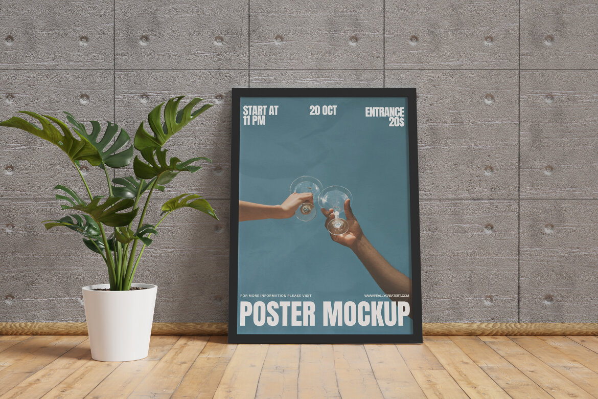 Realistic Standing Poster Mockup | Deeezy