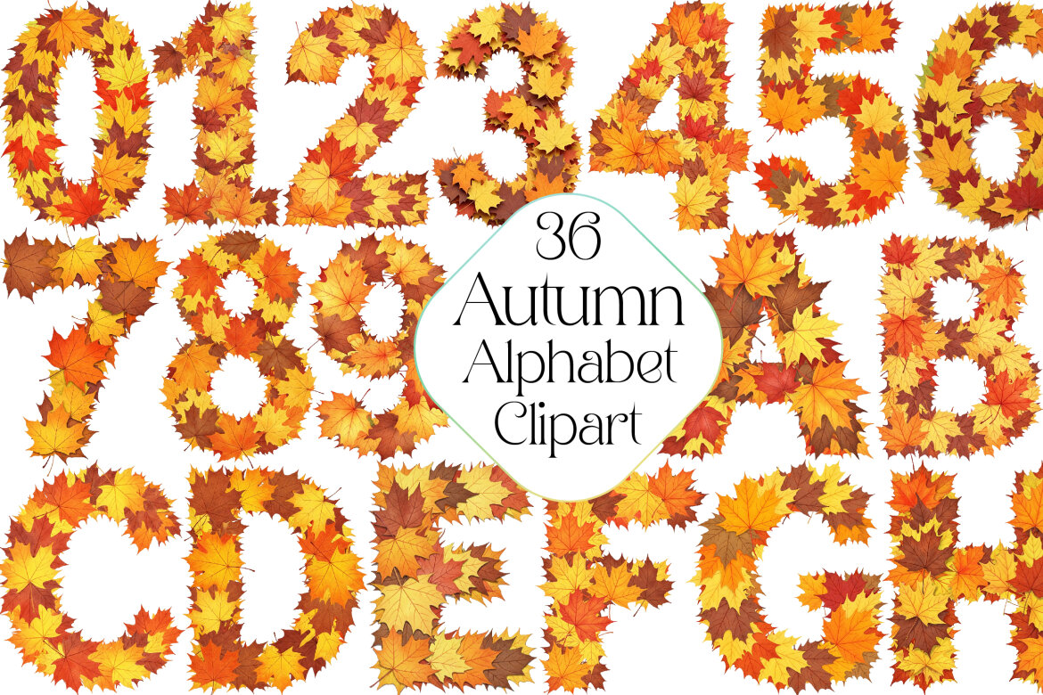 Watercolor Autumn Alphabet Clipart | Deeezy