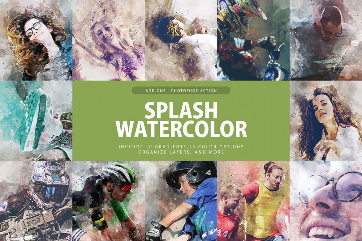 Splash Watercolor Photoshop Action | Deeezy