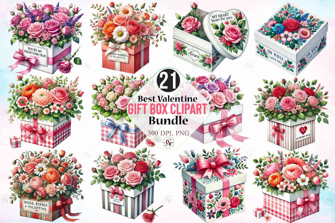 Best Valentine Gift Box Clipart Bundle | Deeezy