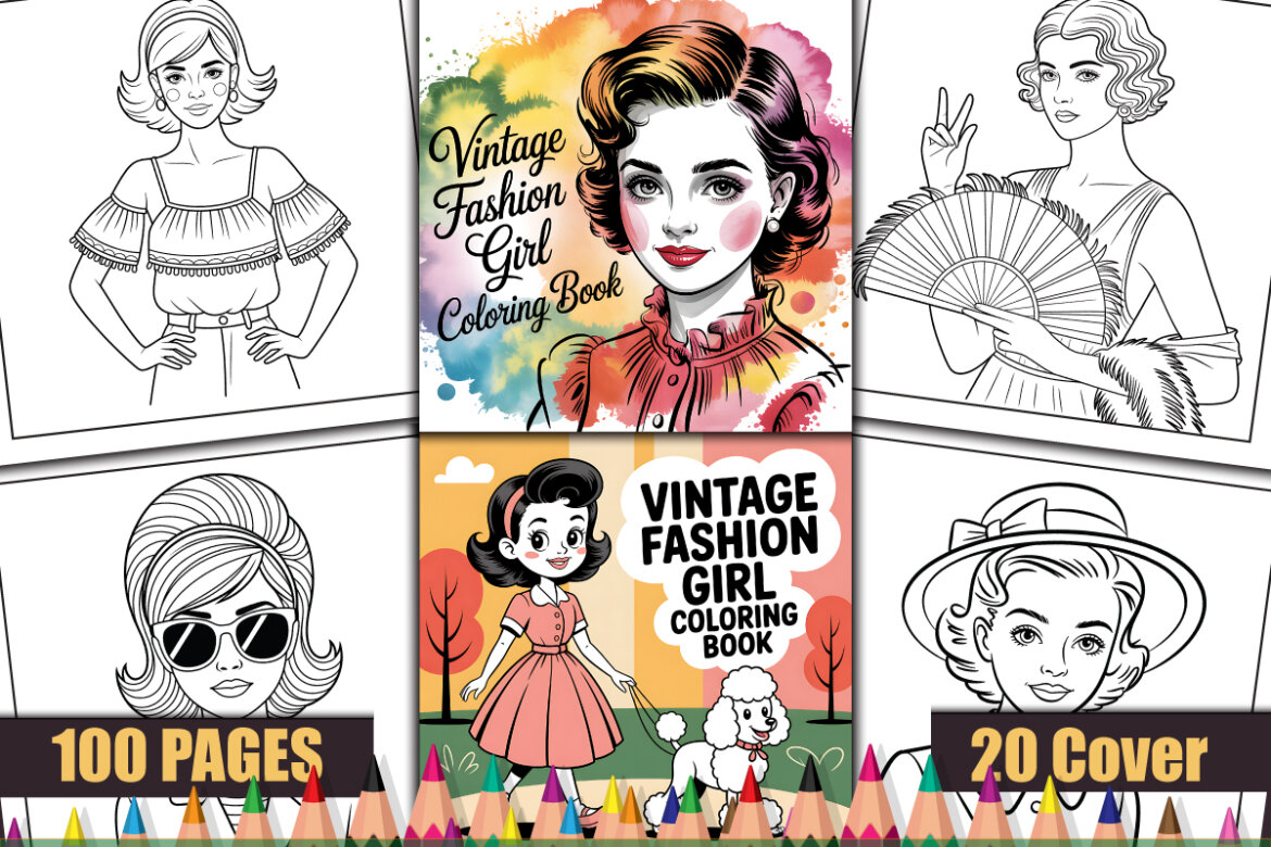 100 Vintage Fashion Girl Coloring Pages | Deeezy