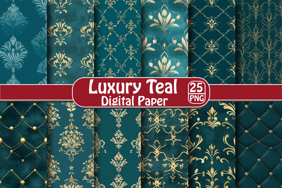Luxury Teal Digital Paper | Deeezy