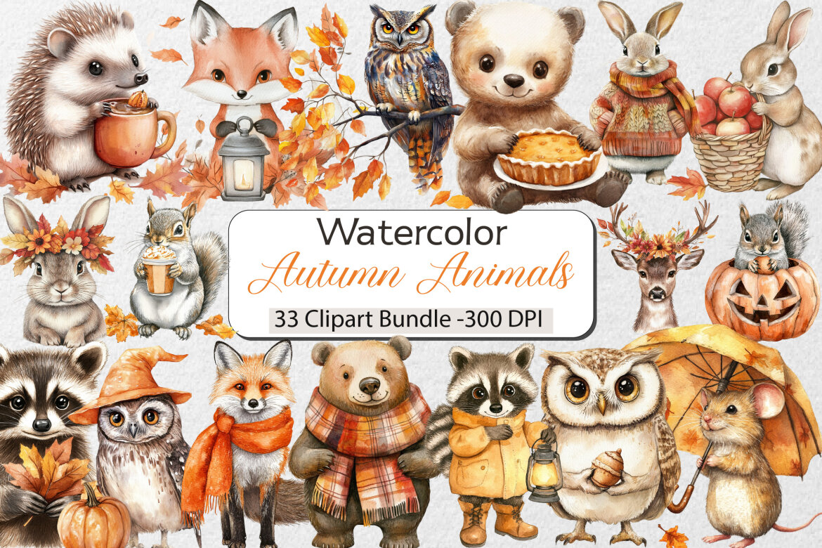 Autumn Animals Clipart | Deeezy