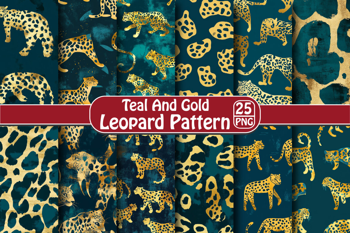 Teal and Gold Leopard pattern | Deeezy