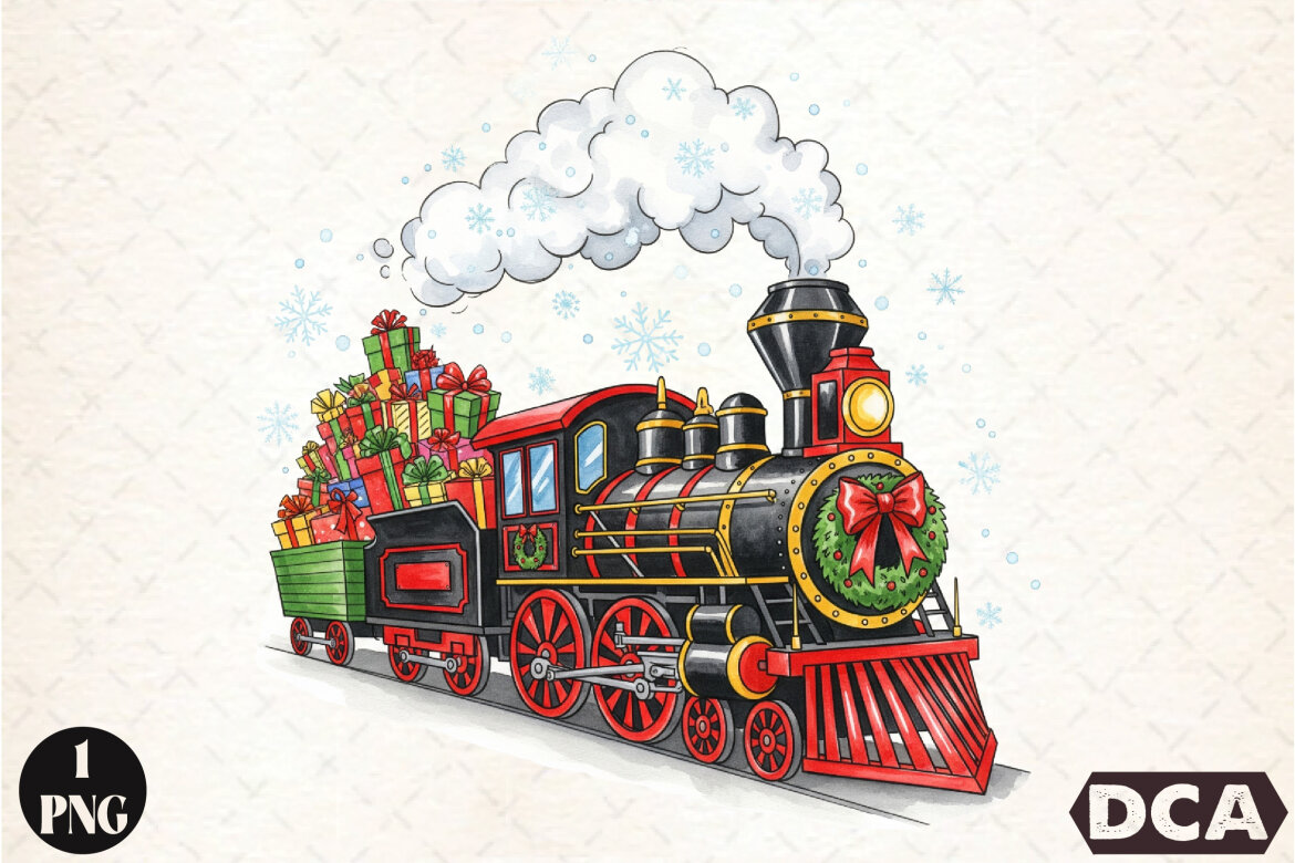 Christmas Train Clipart PNG | Deeezy