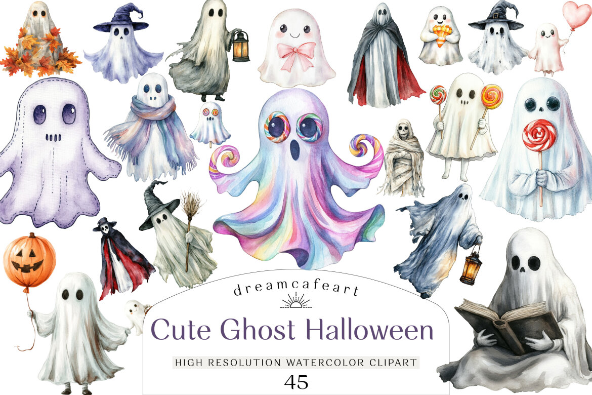 Cute Ghost Halloween Clipart | Deeezy