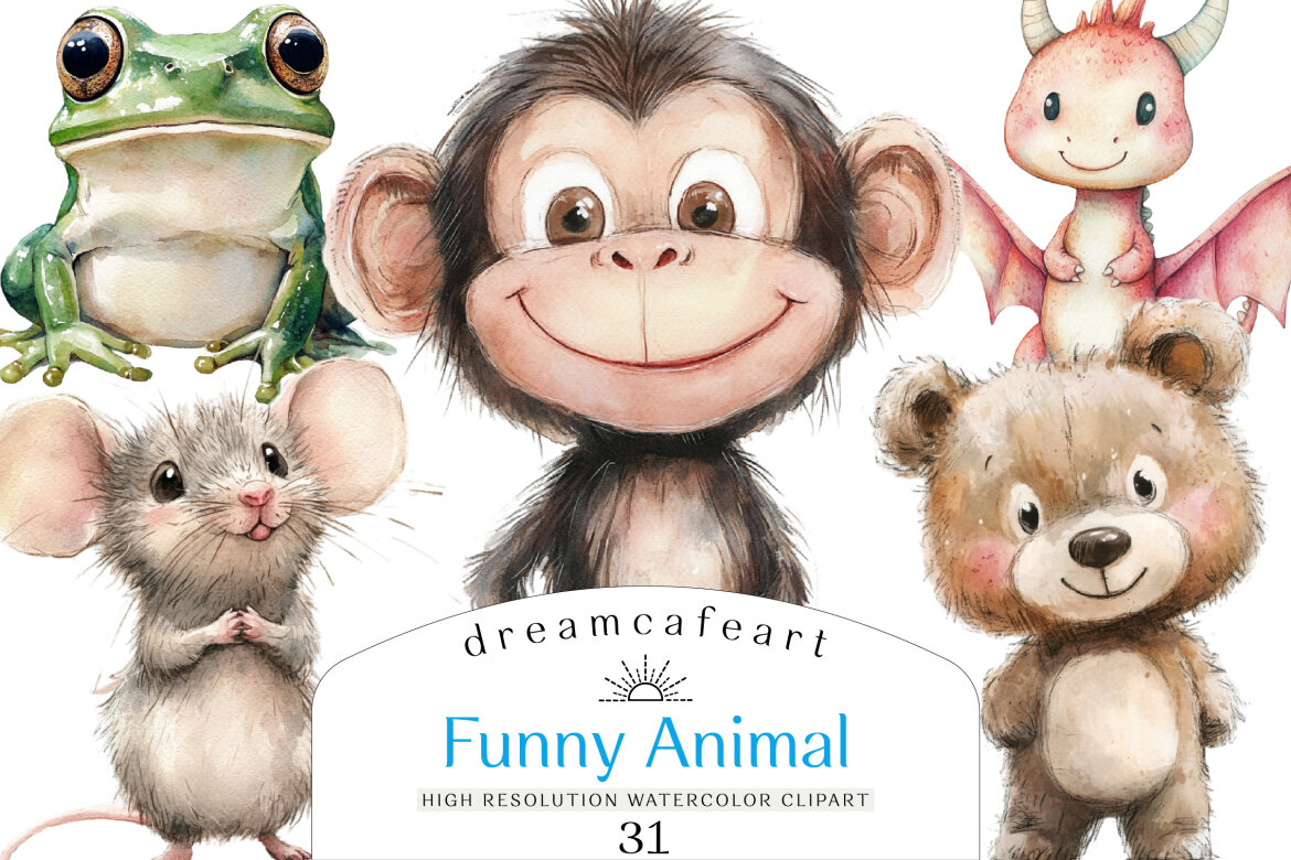 Funny Animal Clipart Bundle | Deeezy