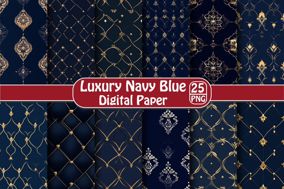 Luxury Navy Blue Digital Paper | Deeezy