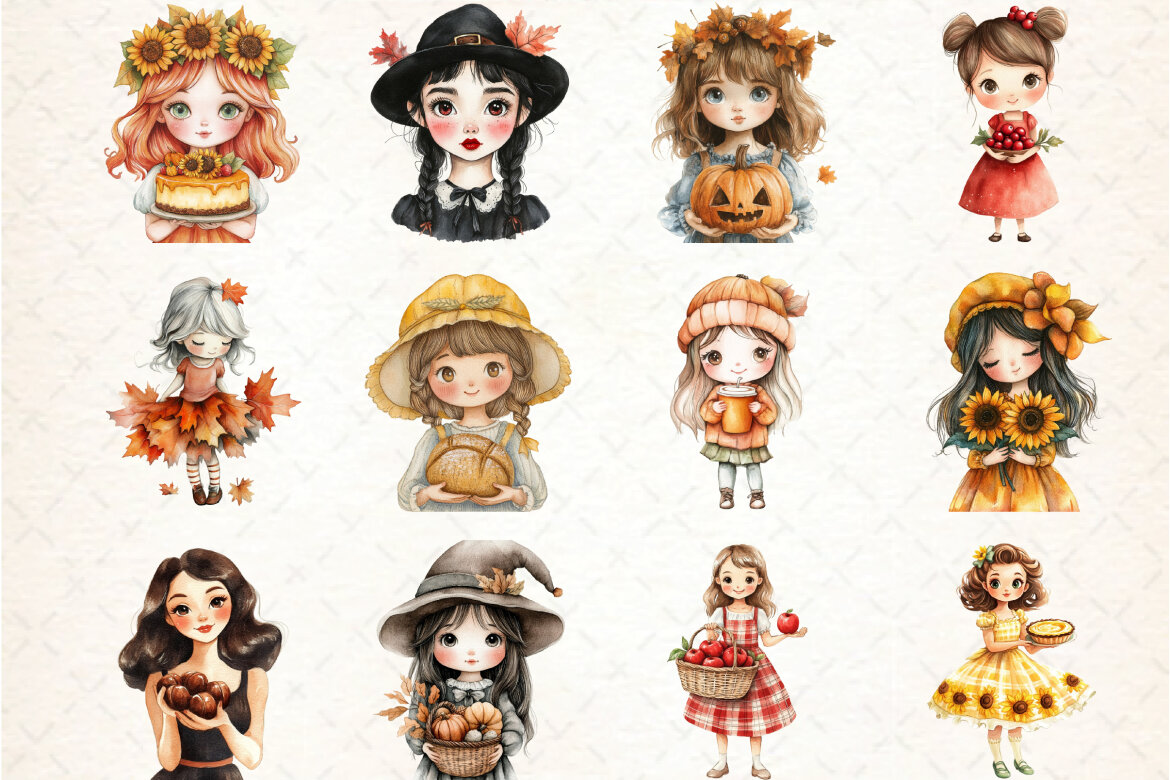 Kawaii Thanksgiving Pin Up girl Clipart | Deeezy