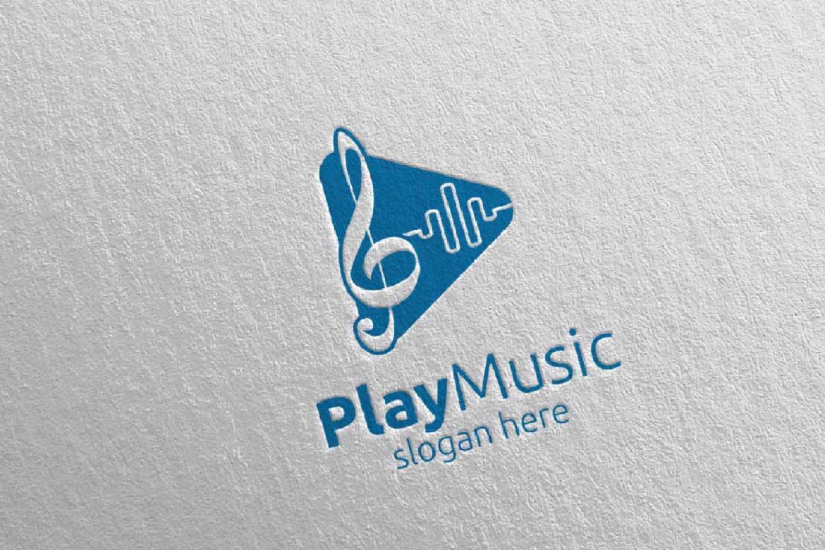Abstract Music Logo with Note and Play Concept 13 | Deeezy