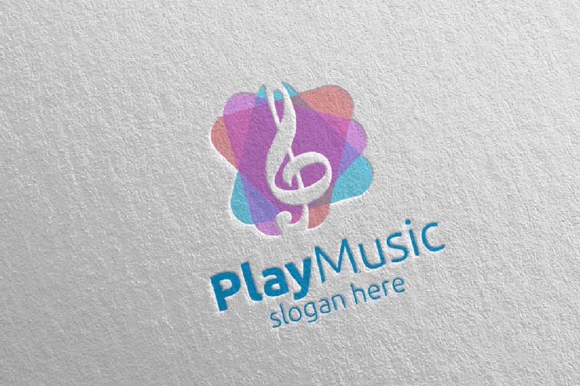 Abstract Music Logo with Note and Play Concept 16 | Deeezy