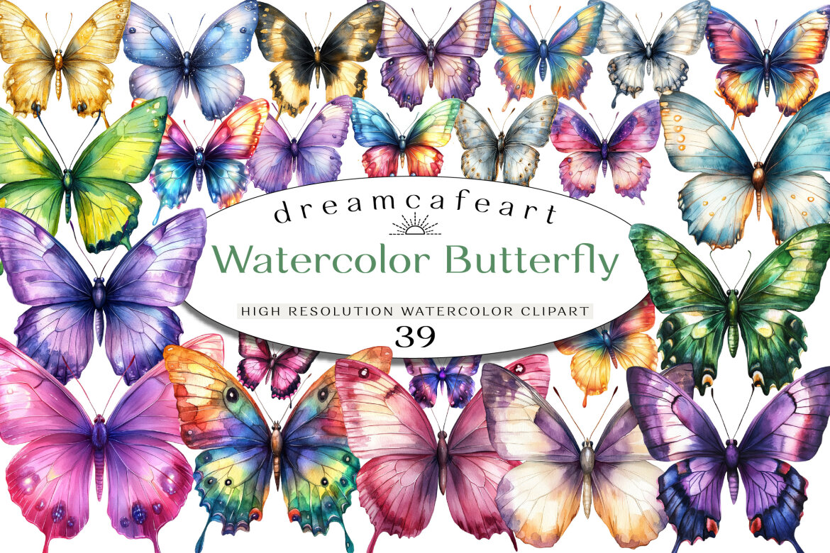Watercolor Butterfly Clipart | Deeezy