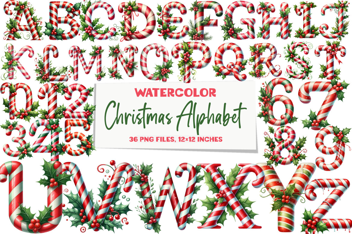 Christmas Alphabet Clipart Bundle | Deeezy