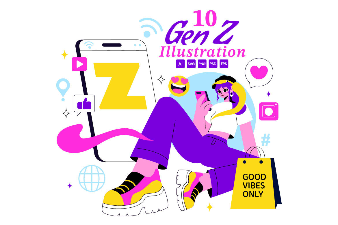 10 Gen Z Lifestyle Vector Illustration | Deeezy