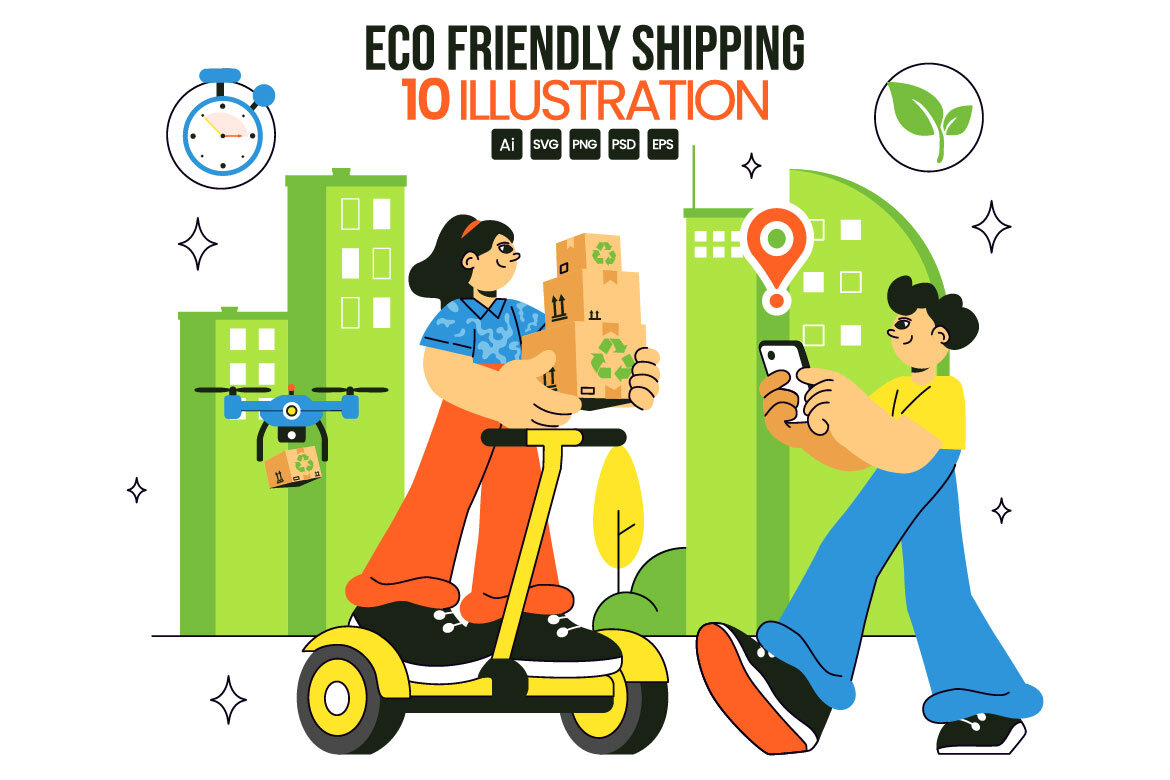 10 Eco Friendly Shipping Service Illustration | Deeezy