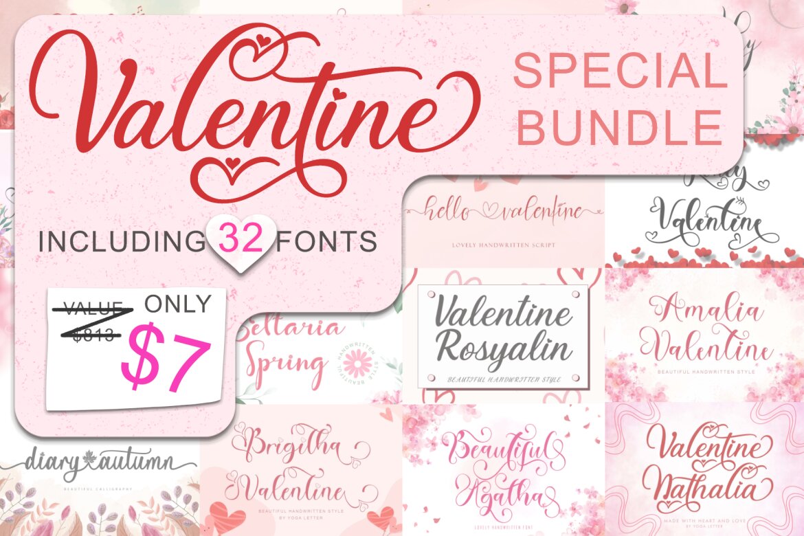 Valentine Special Bundle - 32 Fonts | Deeezy
