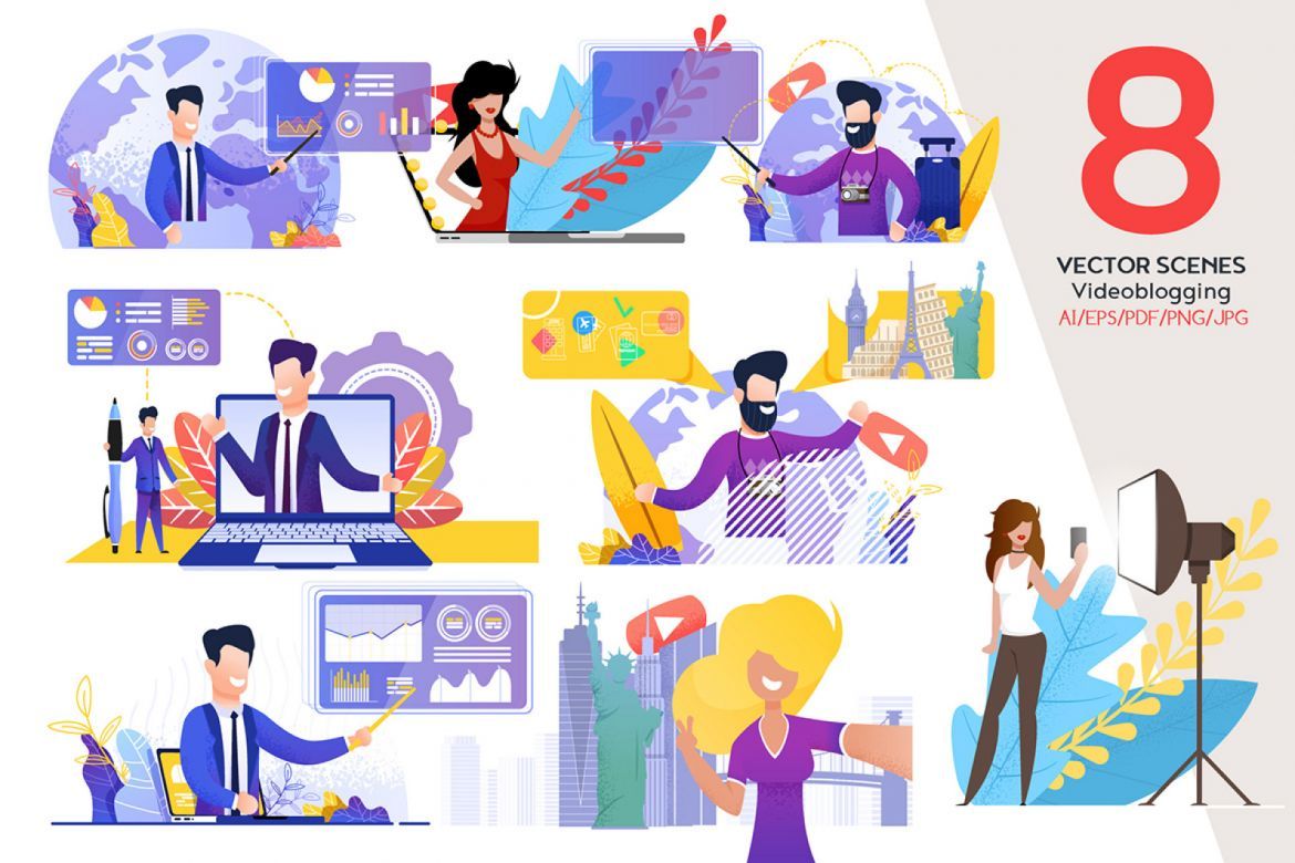 Video Blogging Vector Scenes | Deeezy