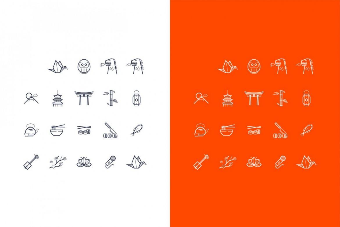 Vector japanese line art icons set | Deeezy