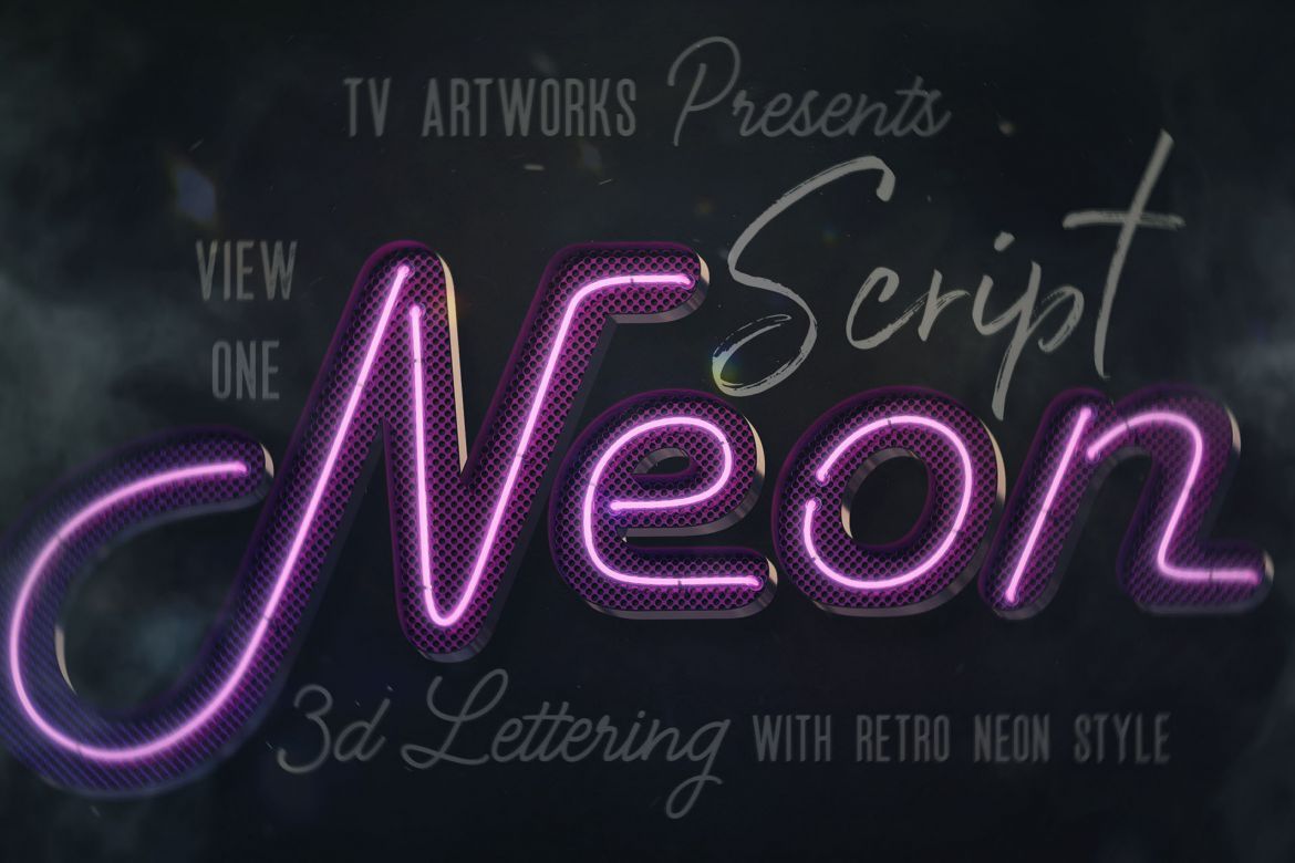 Script Neon 3D Lettering View 1 | Deeezy