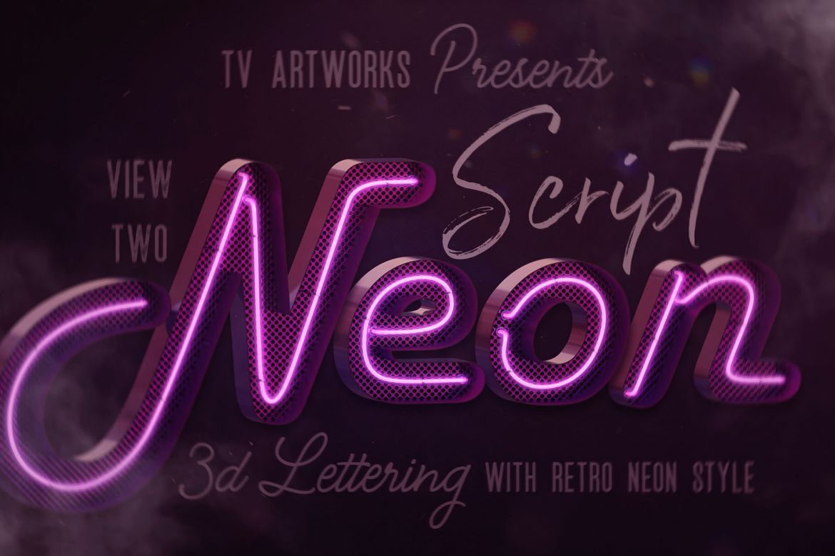 Script Neon 3D Lettering View 2 | Deeezy